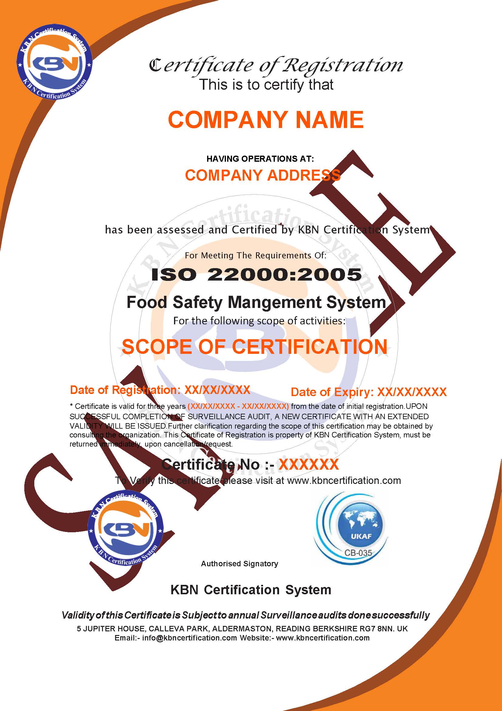 Sample Certificate