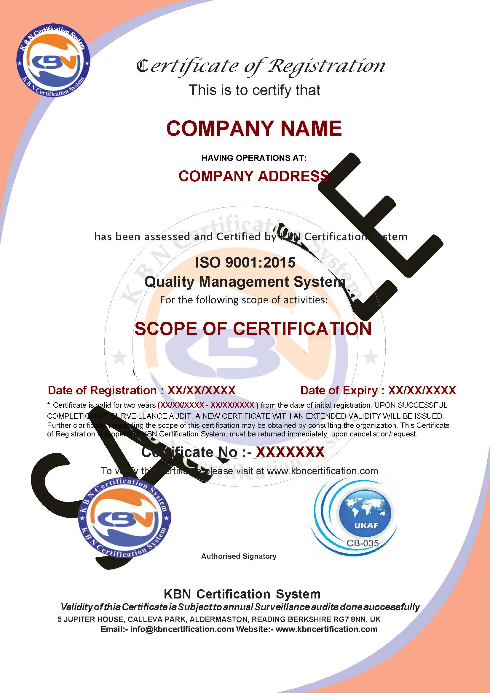 Sample Certificate